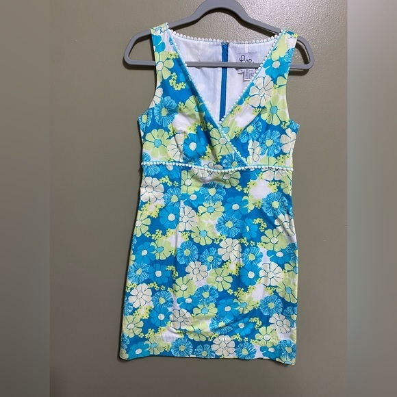 Lilly Pulitzer | Dresses | Lilly Pulitzer Vintage Blue Floral Pattern ...